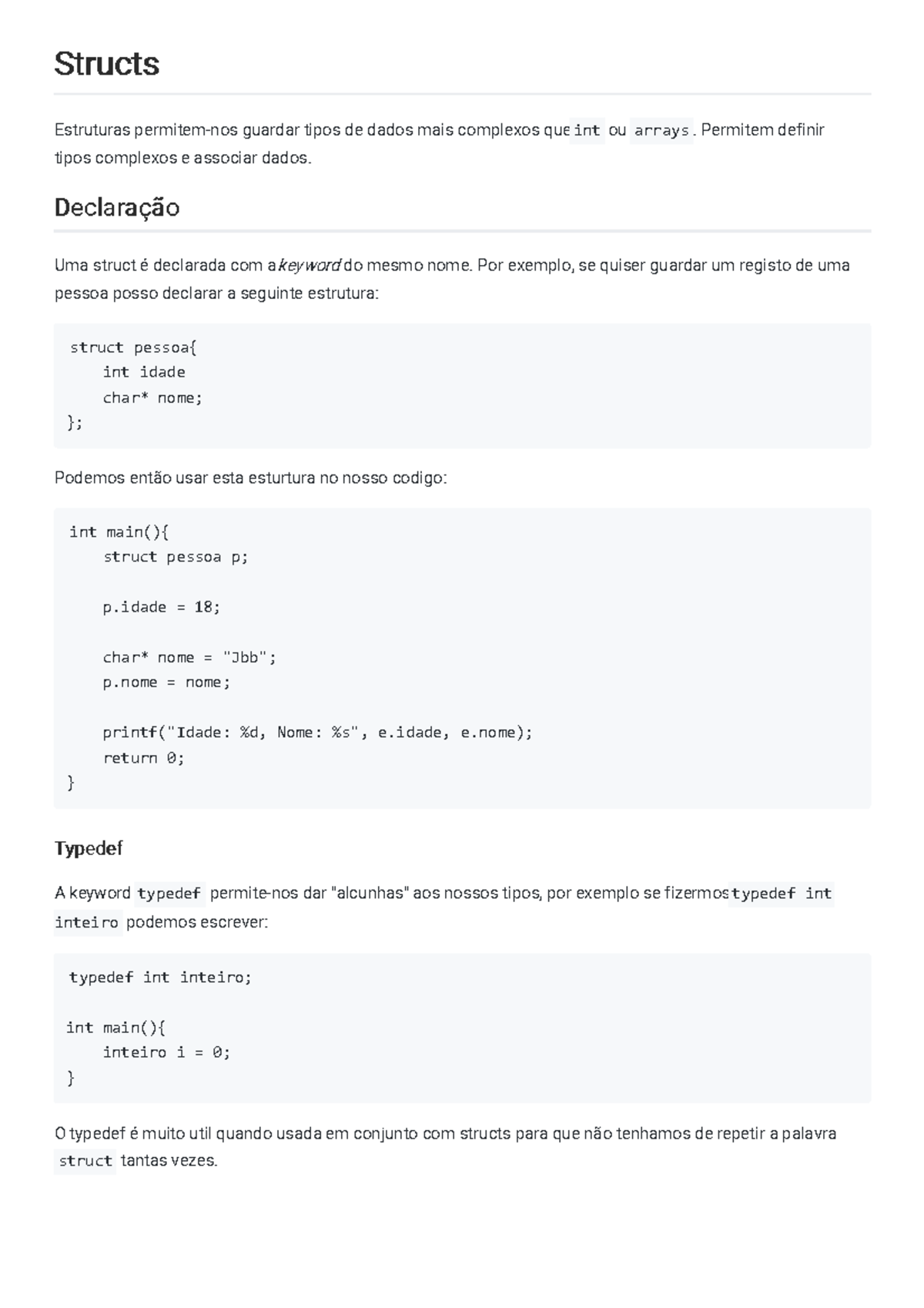 Structs - StructsStructs Estruturas permitem-nos guardar tipos de dados ...