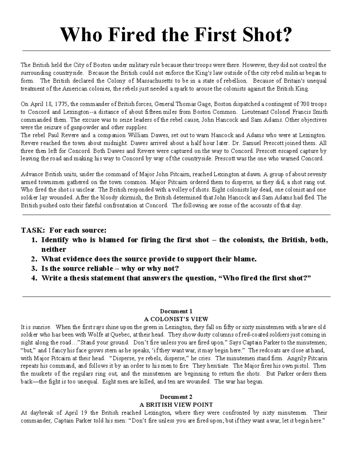 Who Fired the First Shot Documents - CHEM 1100 - Cal State LA - Studocu