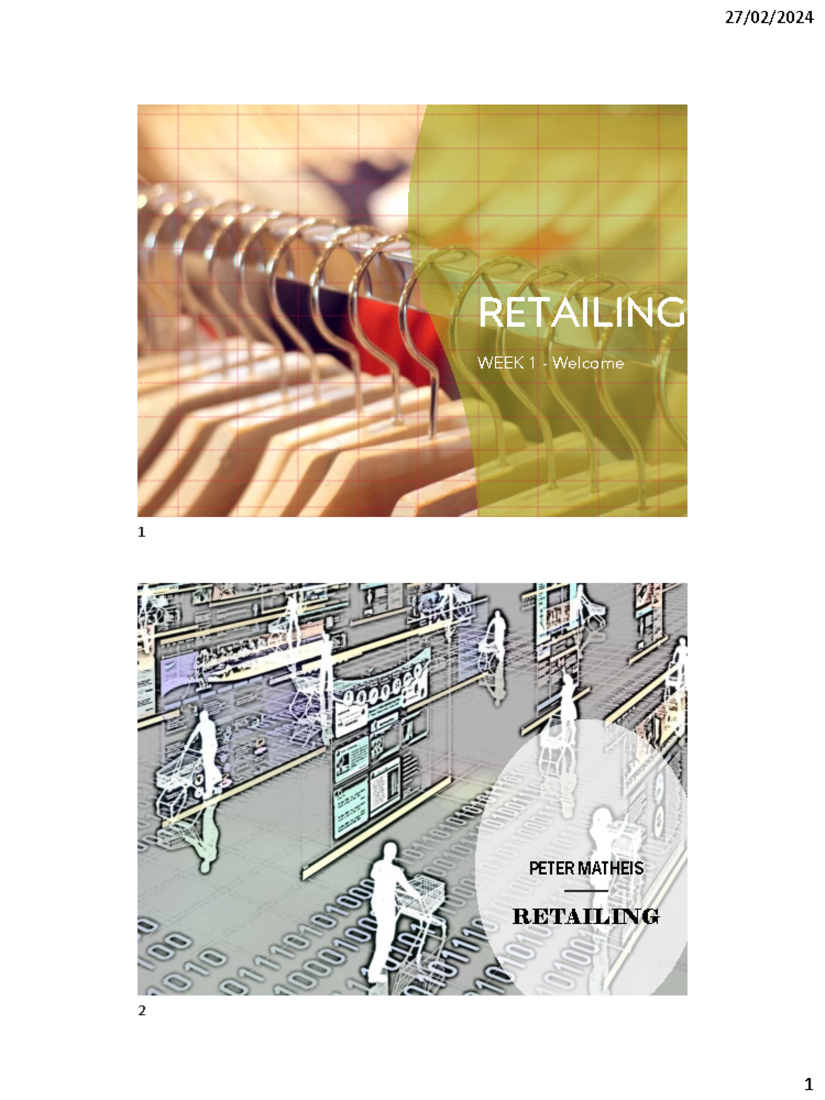 2024 Week 1 Topic 1 Retailing Introduction - RETAILING WEEK 1 - Welcome ...