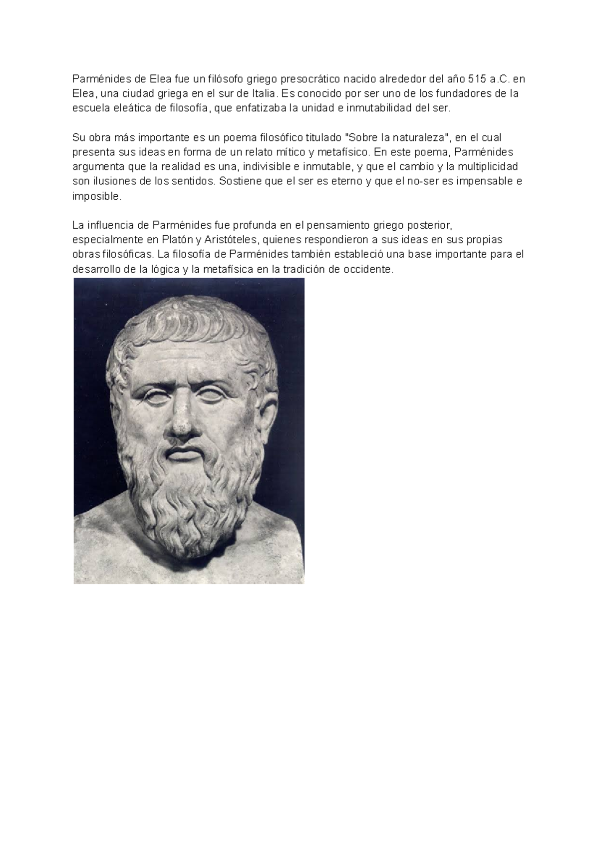 Parménides de Elea - resumen parmenides - Parménides de Elea fue un ...