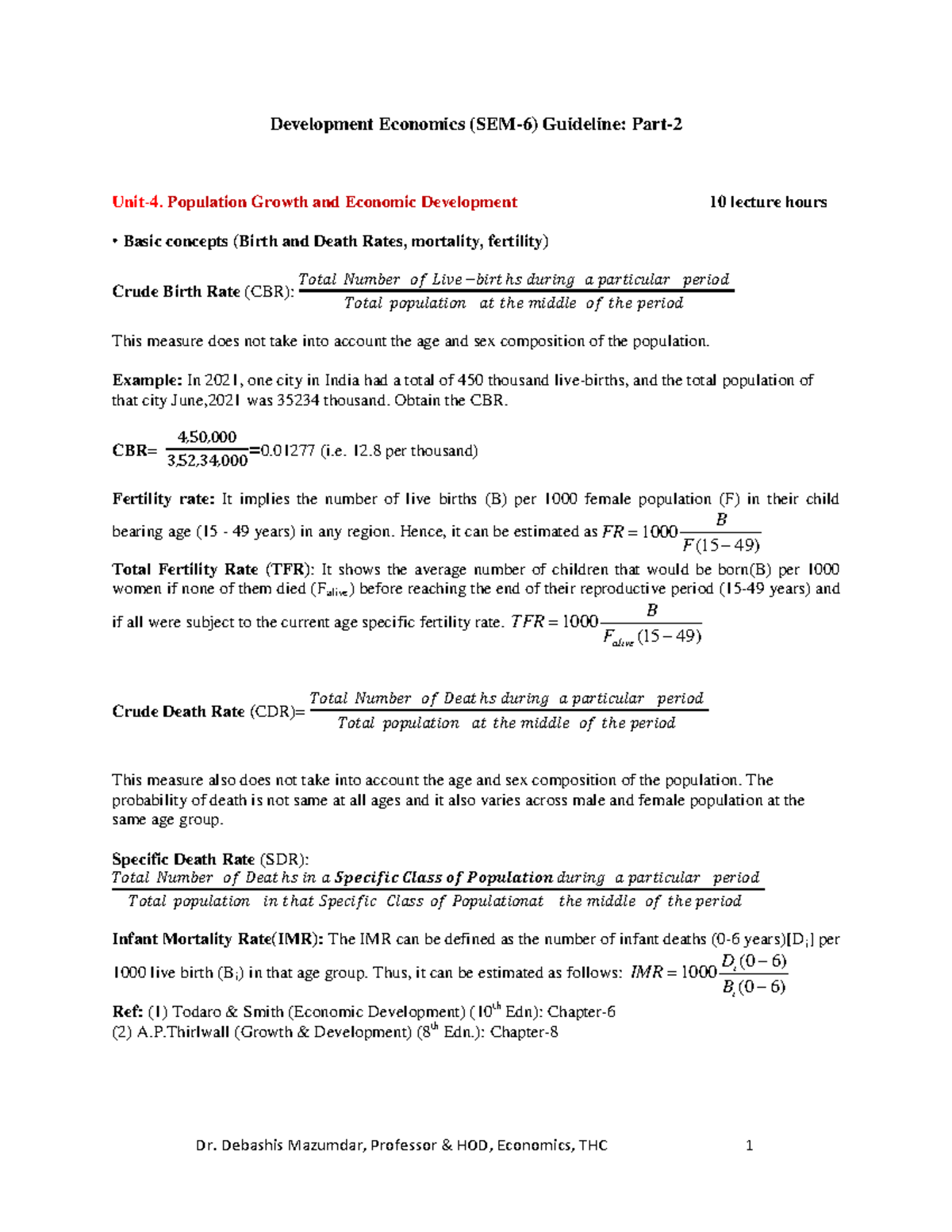 DEV ECO guideline Part-2 FInal - Development Economics (SEM-6) Guideline: Part- Unit-4 ...