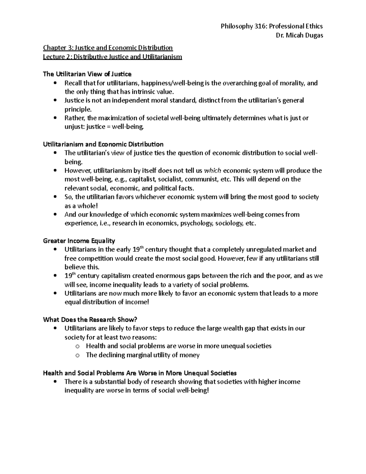 Chapter 3 - Lecture 2 - Dr. Micah Dugas Chapter 3: Justice and Economic Distribution Lecture 2 ...