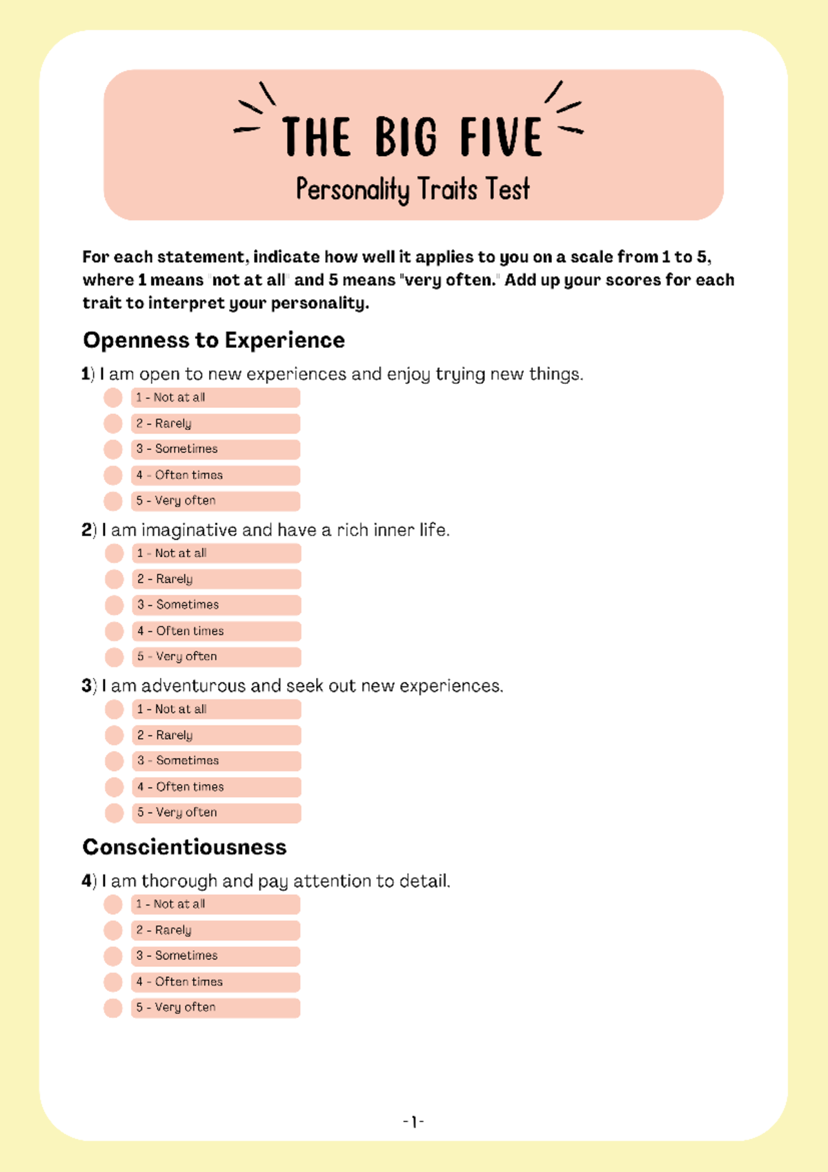 The Big Five - Understand your personality - THE BIG FIVE Personality ...