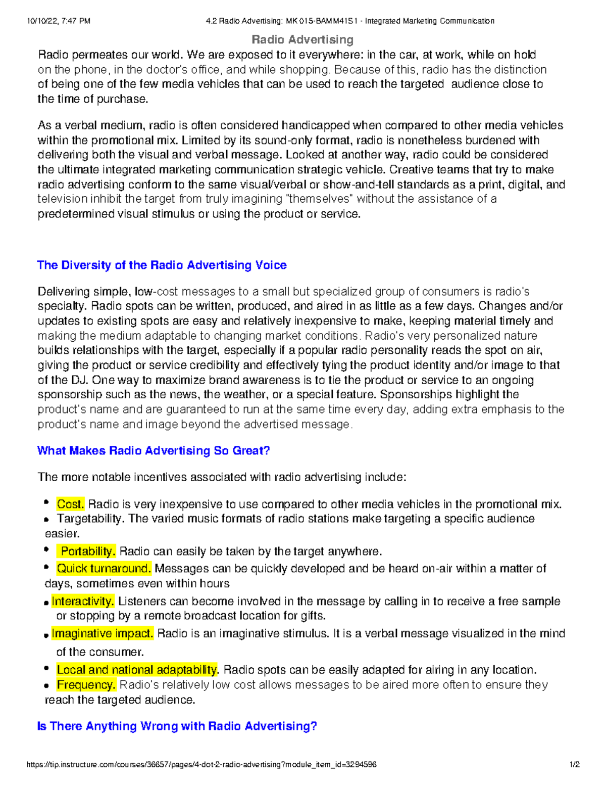 Radio Advertising Integrated Marketing Communication - 10/10/22, 7:47 ...