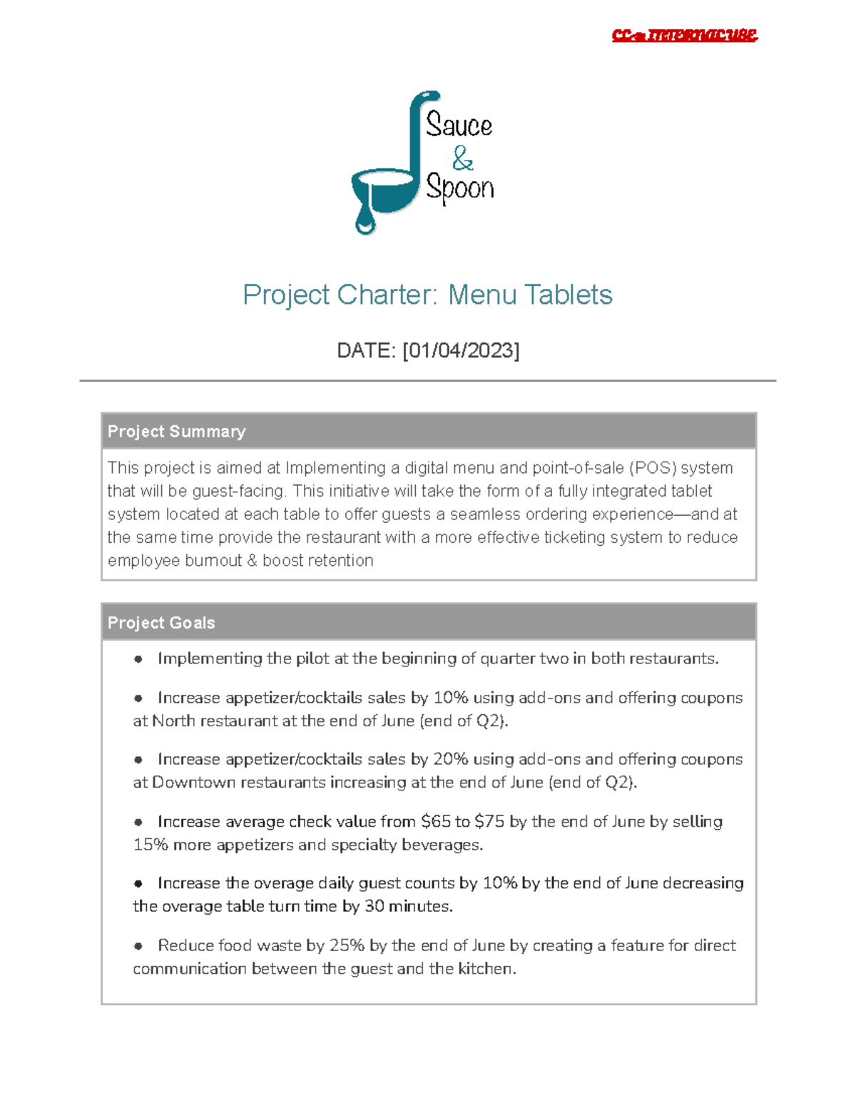 Activity Template Project Charter (CL-3 Internal USE) - CL-3: INTERNAL ...