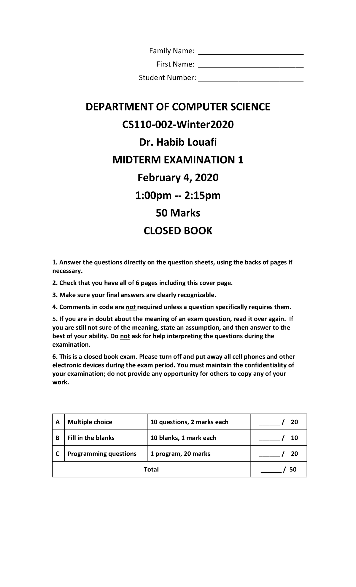 Midterm 31 January Winter 2020 Questions And Answers Warning Tt Undefined Function 32