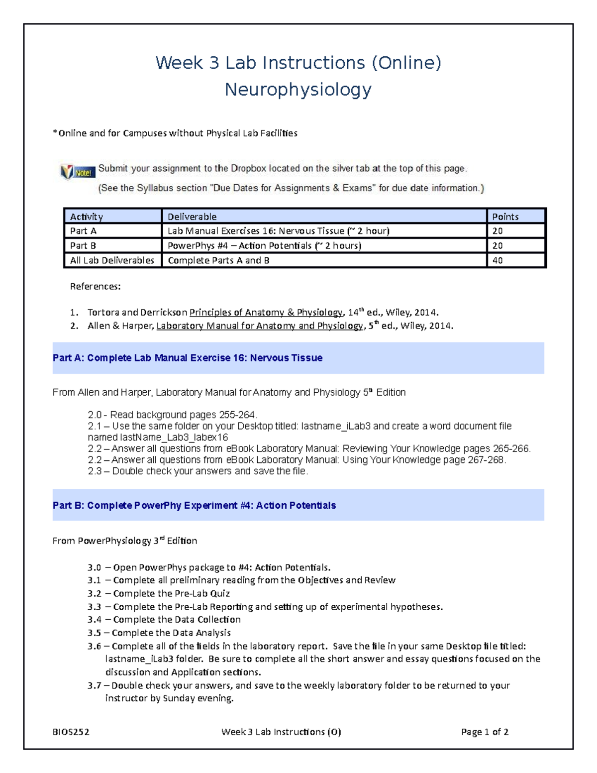 BIOS252 W3 Lab Instructions O - Week 3 Lab Instructions (Online ...