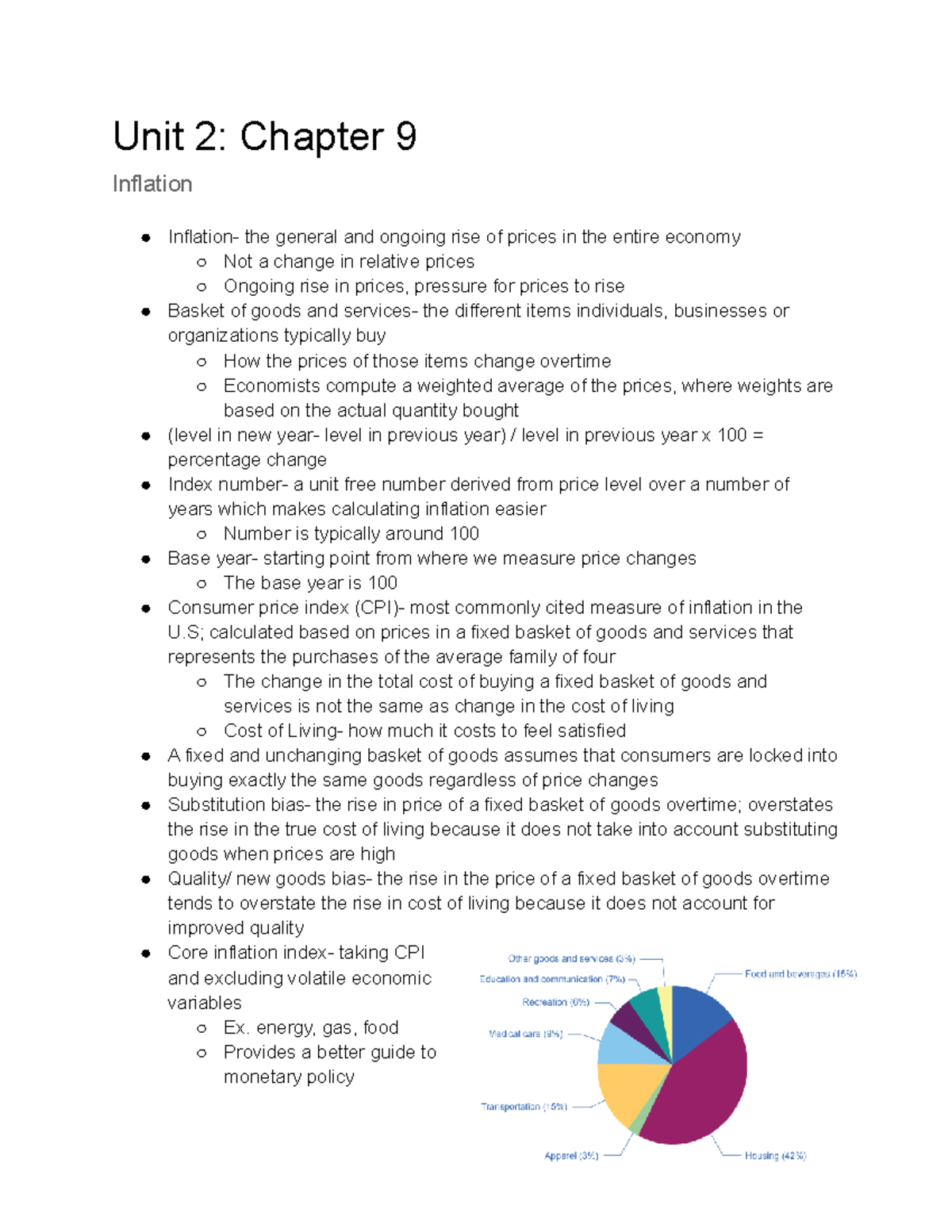 Unit 2: Chapter 9 - Unit 2: Chapter 9 Inflation Inflation- the general ...