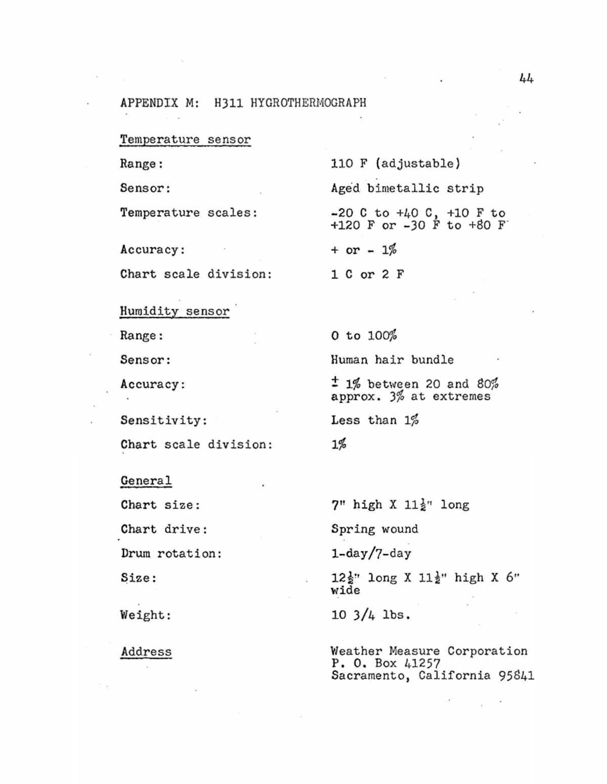 Remote Indicating Wind System & Appendix Hygrothermograph - 44 APPENDIX ...