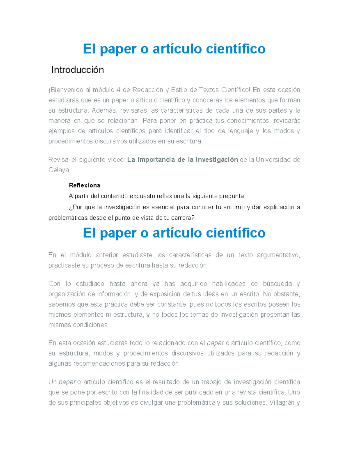 El paper o artículo científico - El paper o artículo científico ...