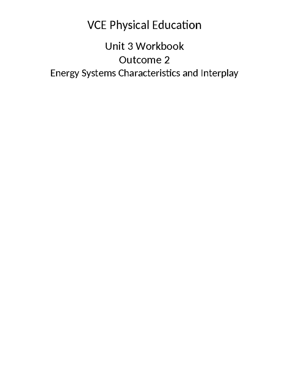 Unit 4 PE Interplay booklet - VCE Physical Education Unit 3 Workbook ...
