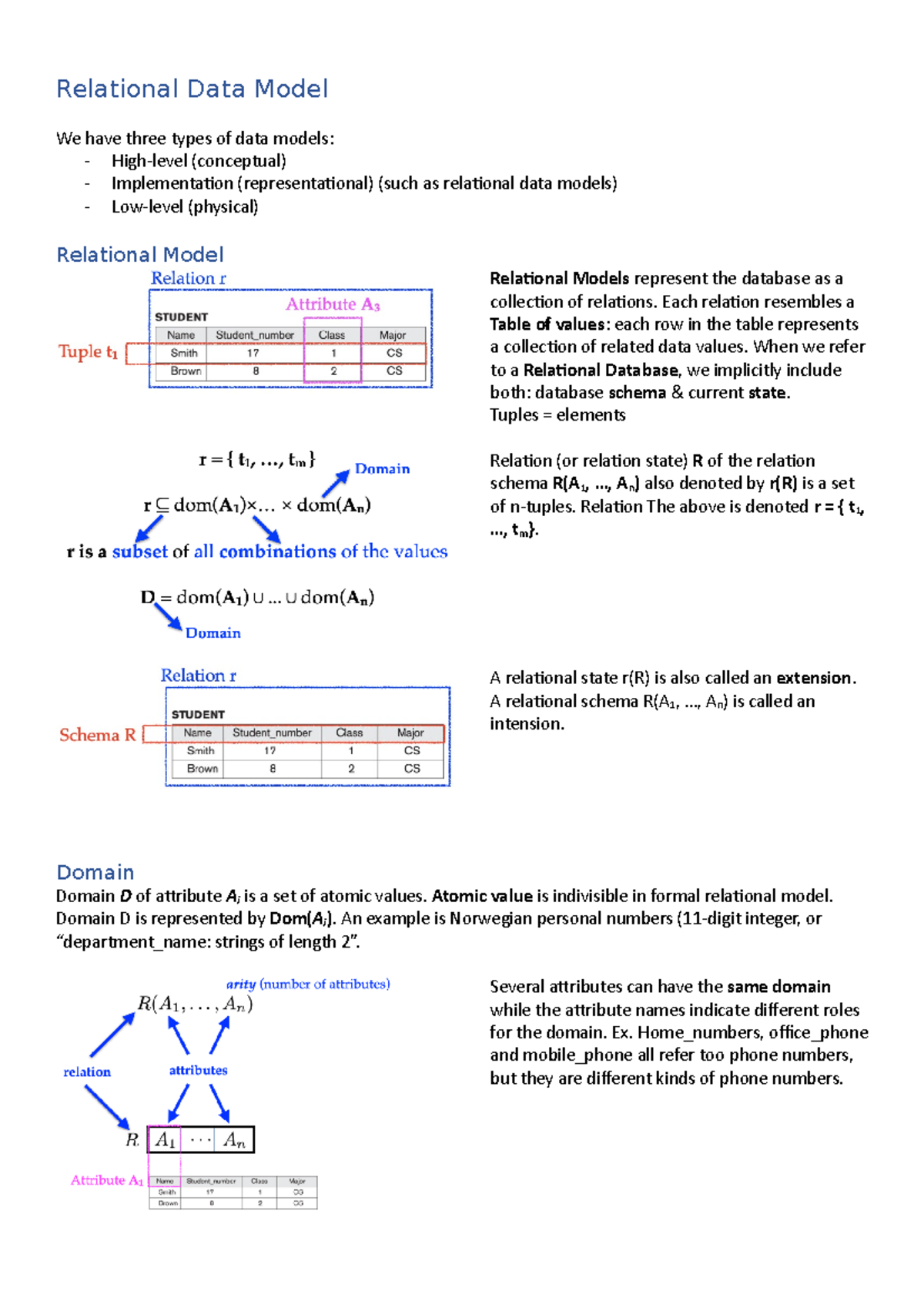 Relational Data Model - Each relaion resembles a Table of values : each ...