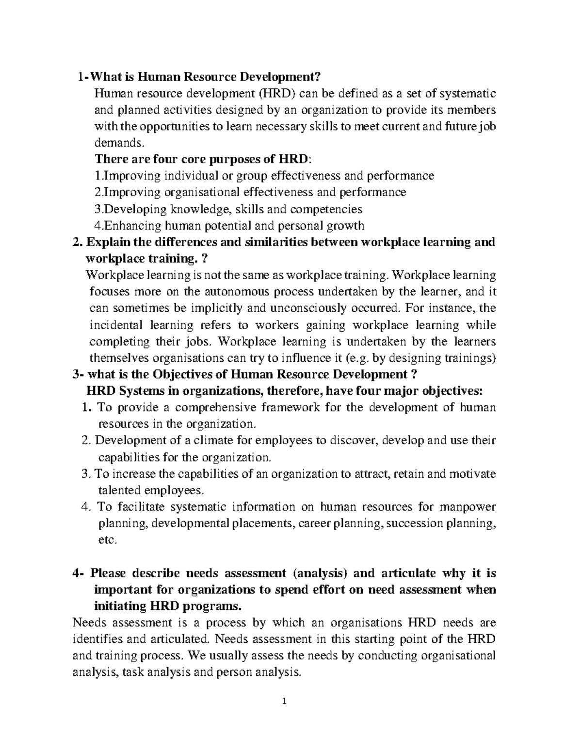 HRD ch 5 test bank - ممتاز - 1 - What is Human Resource Development ...