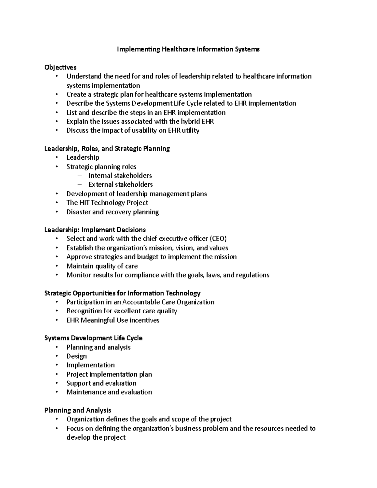 Health Information Chapter 8 Implementing Healthcare Information health-information-chapter-8-implementing-healthcare-information