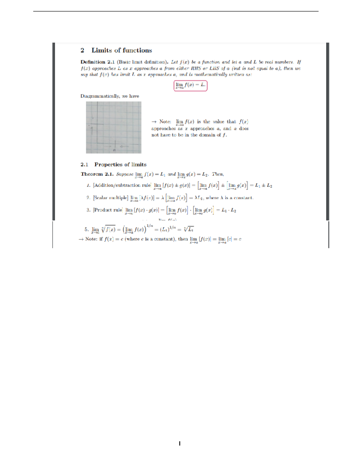 Lecture 1 SPM 2181 Differential Calculus - 2 Limits of functions Definition 2 (Basic limit - Studocu