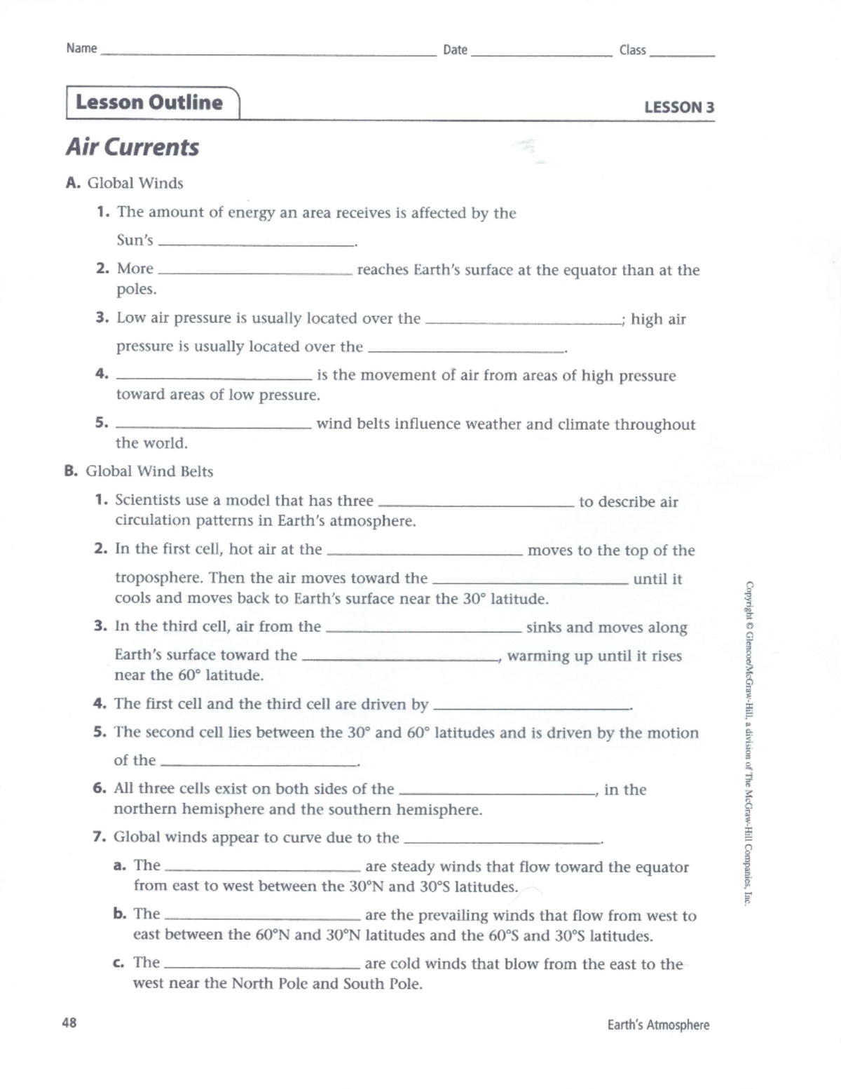 Air Currents-Wind lesson outline - Name Date Class Lesson Outline ...