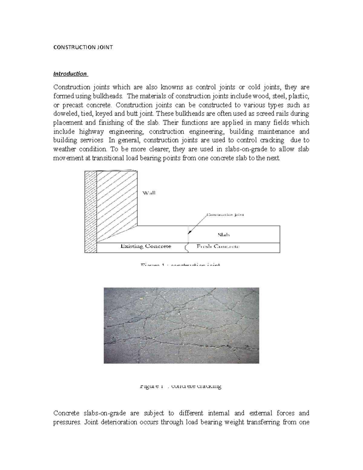 Construction Joint - CONSTRUCTION JOINT Introduction Construction ...