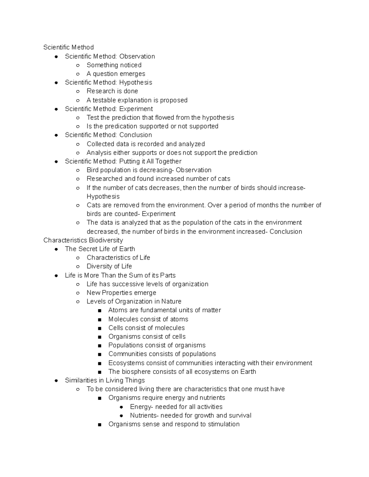 Instruction Notes- Week 1 - Scientific Method Scientific Method ...