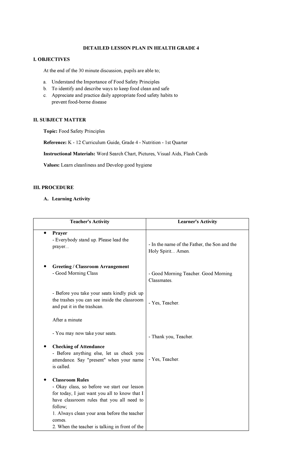 Detailed Lesson PLAN IN Health Grade 4 - DETAILED LESSON PLAN IN HEALTH ...