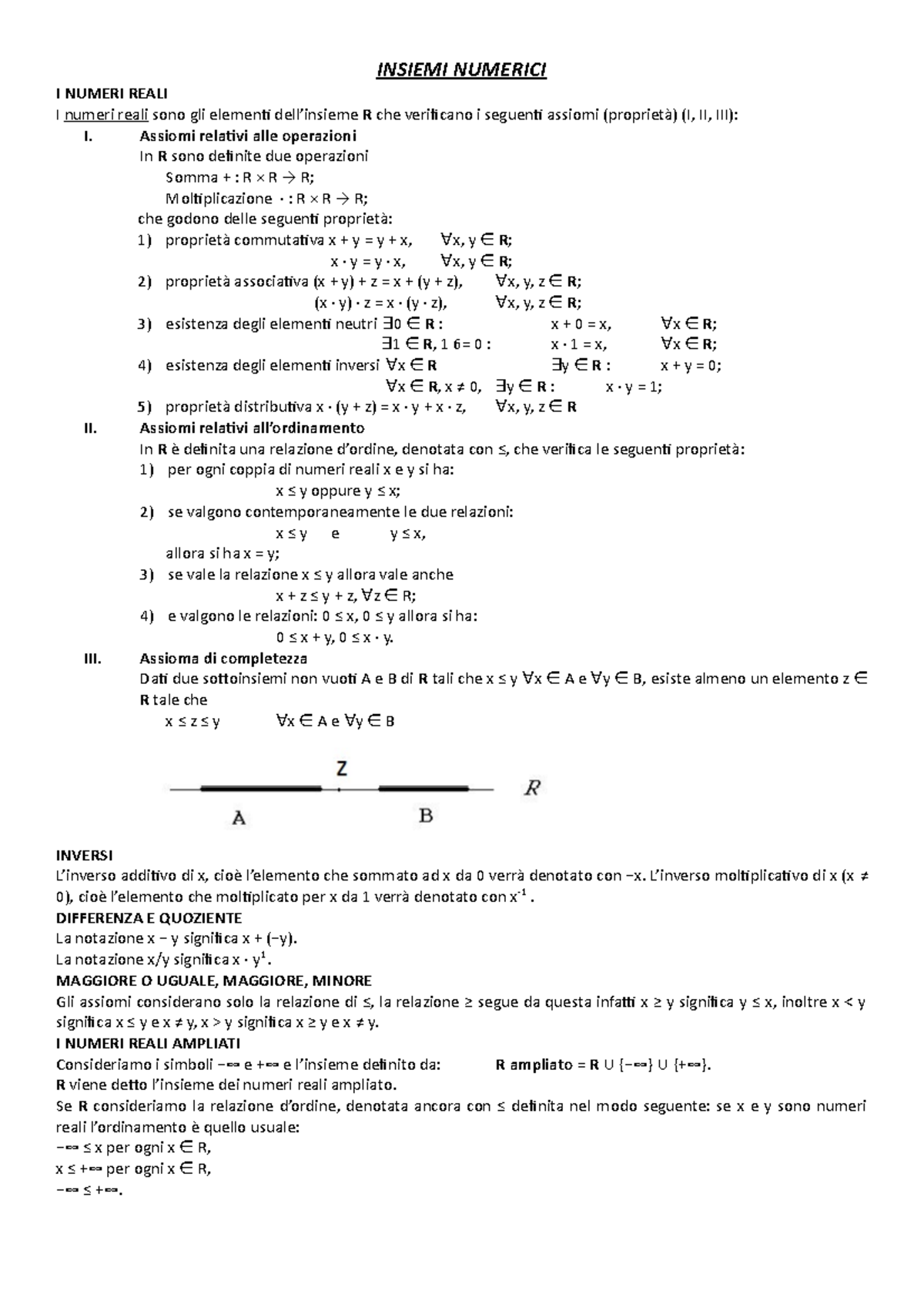 Insiemi Numerici - INSIEMI NUMERICI I NUMERI REALI I numeri reali sono ...