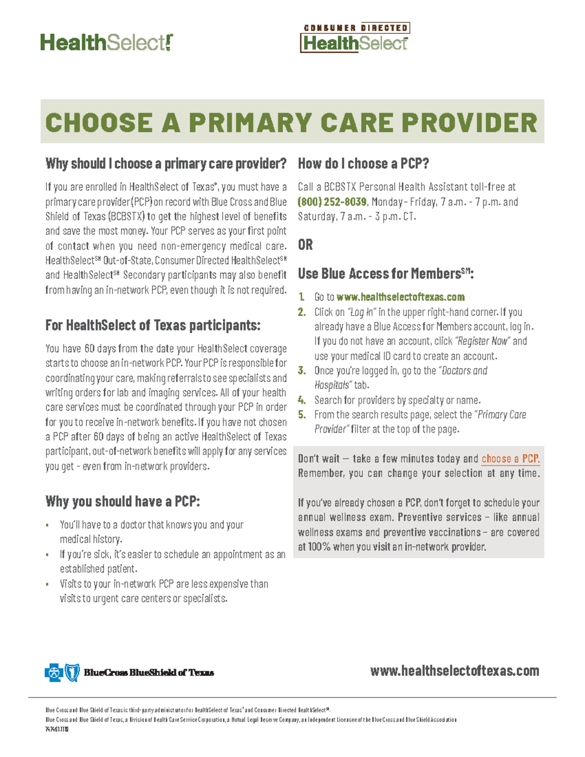 Choose a Primary Care Provider - CHOOSE A PRIMARY CARE PROVIDER Why ...