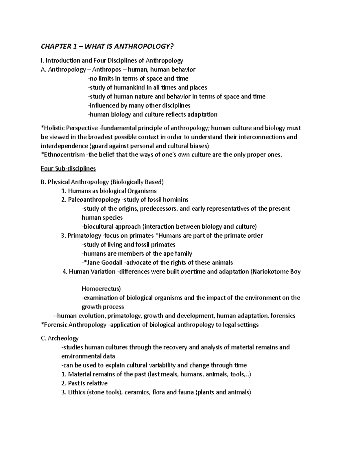 Cultural Anthropology Chapter 1 and 2 - CHAPTER 1 – WHAT IS ...