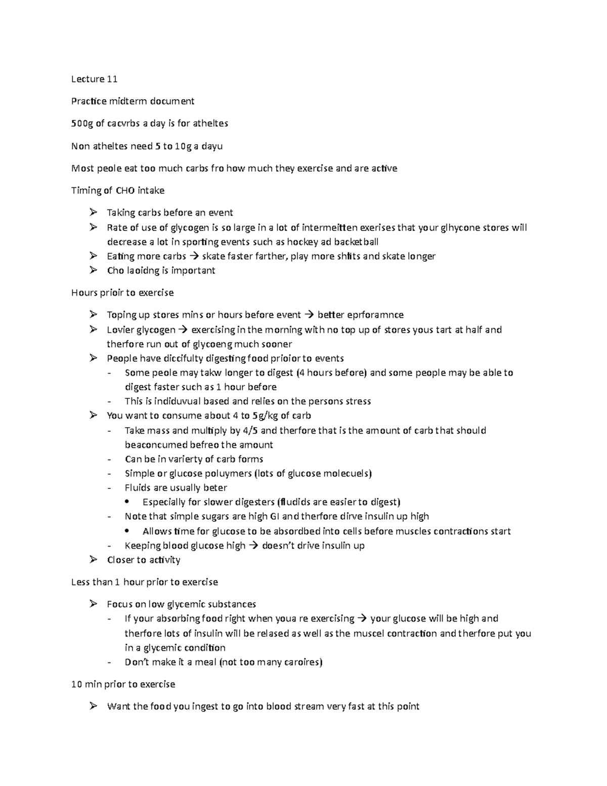 Lec 11 of exercise nutrition - Lecture 11 Practice midterm document ...