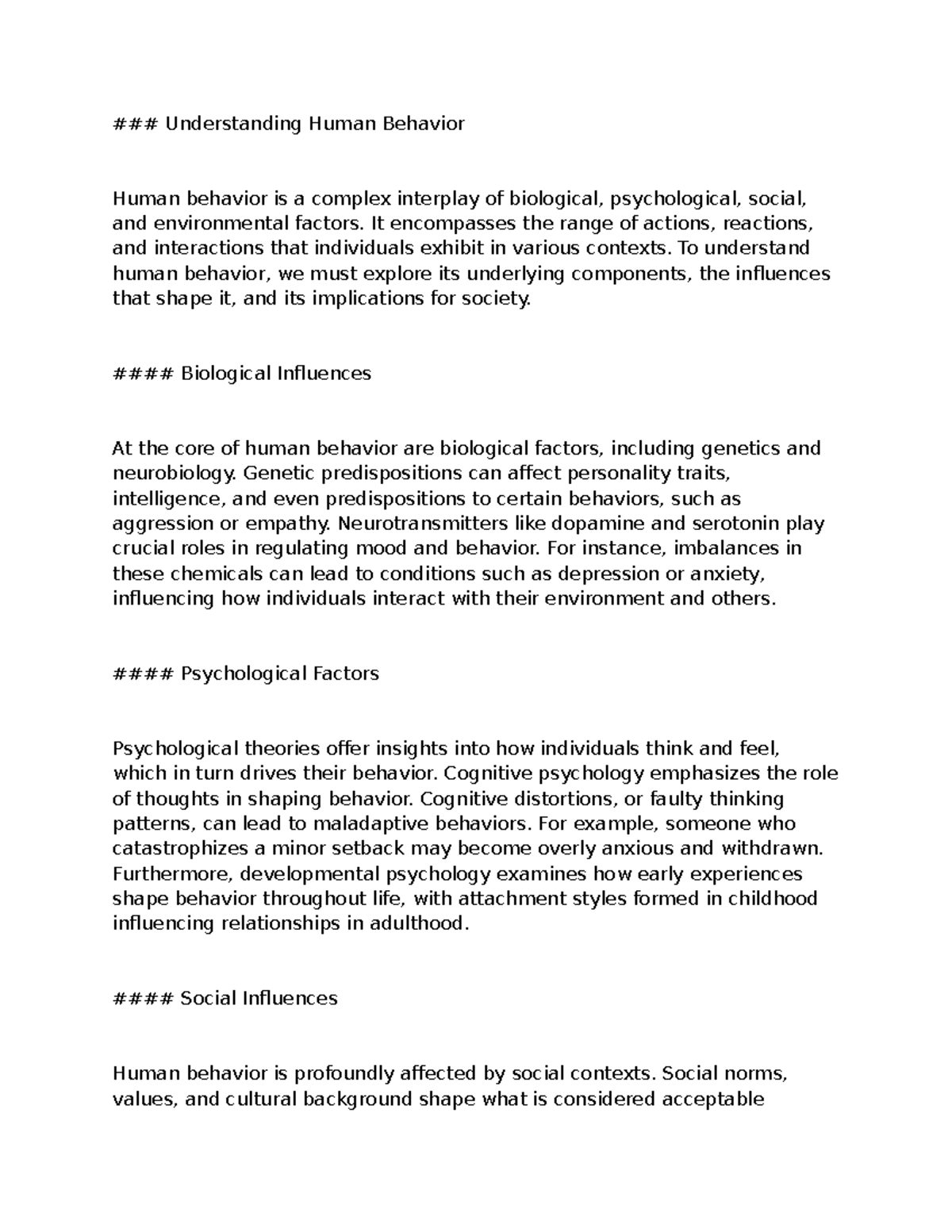 Understanding Human Behavior - It encompasses the range of actions ...