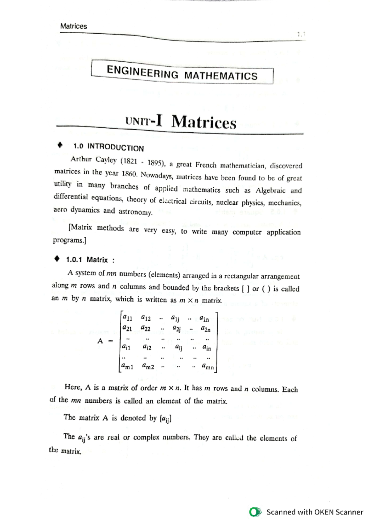 Matrix - Introduction - Matrices 1 ENGINEERING MATHEMATICS Matrices 1 ...