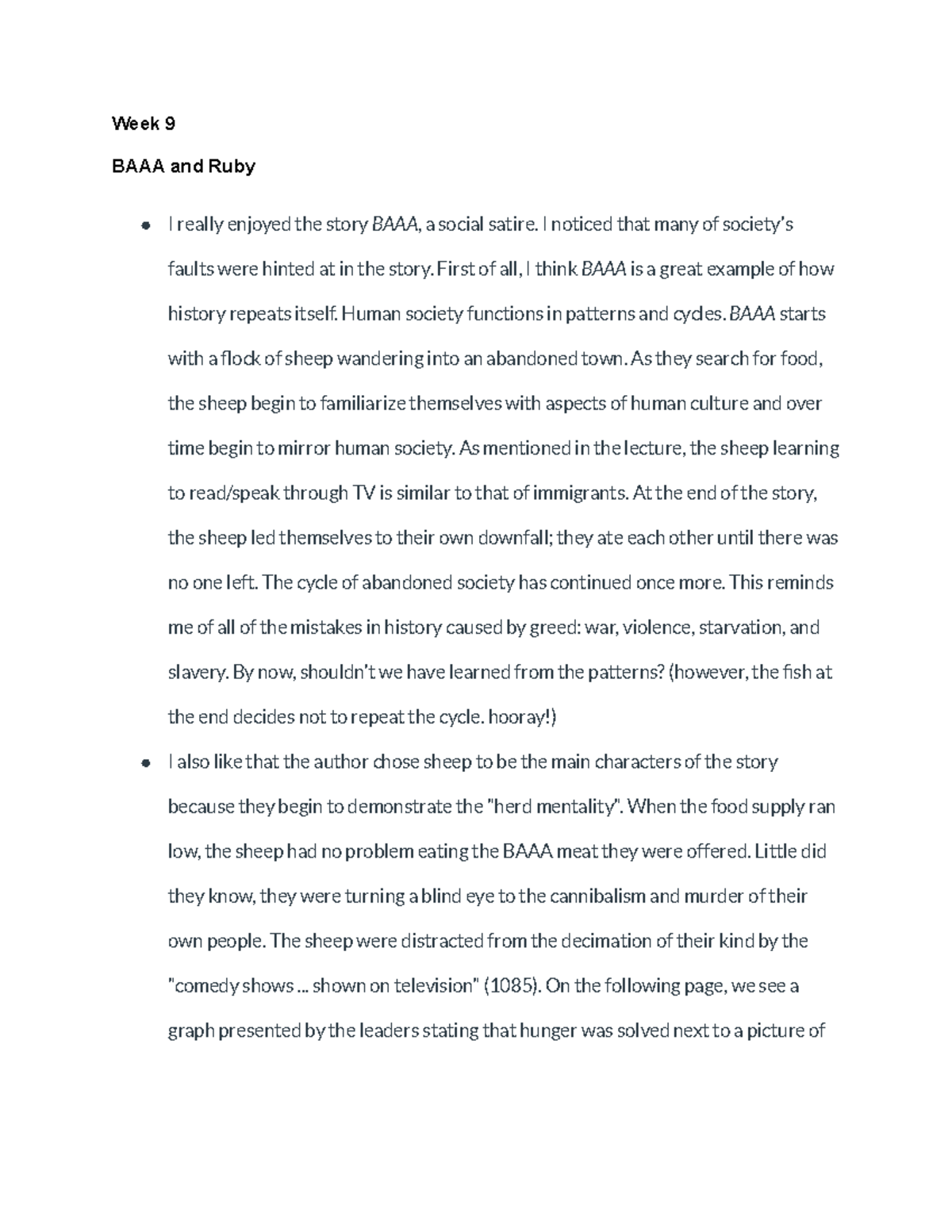 ENGL 216 Week 9 - Dr. Stevenson - Week 9 BAAA and Ruby I really enjoyed ...