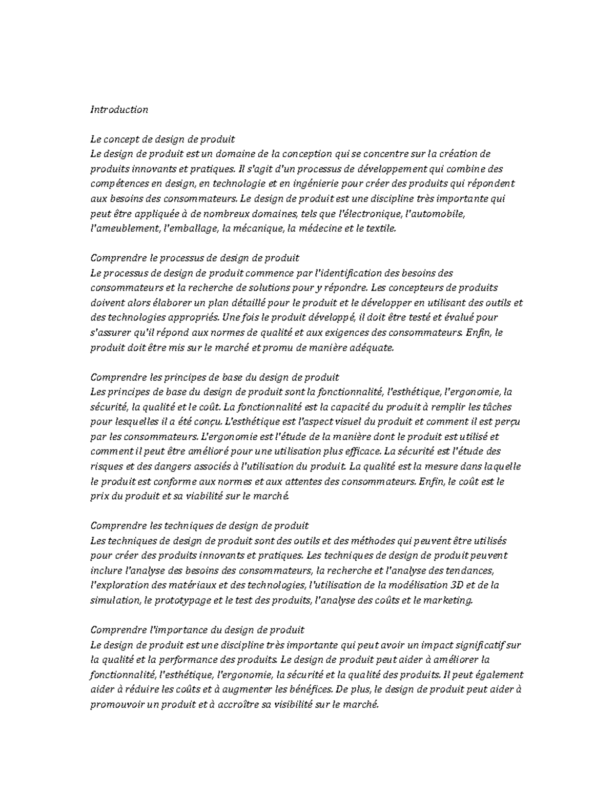 Product Design Study Notes - Introduction Le concept de design de ...