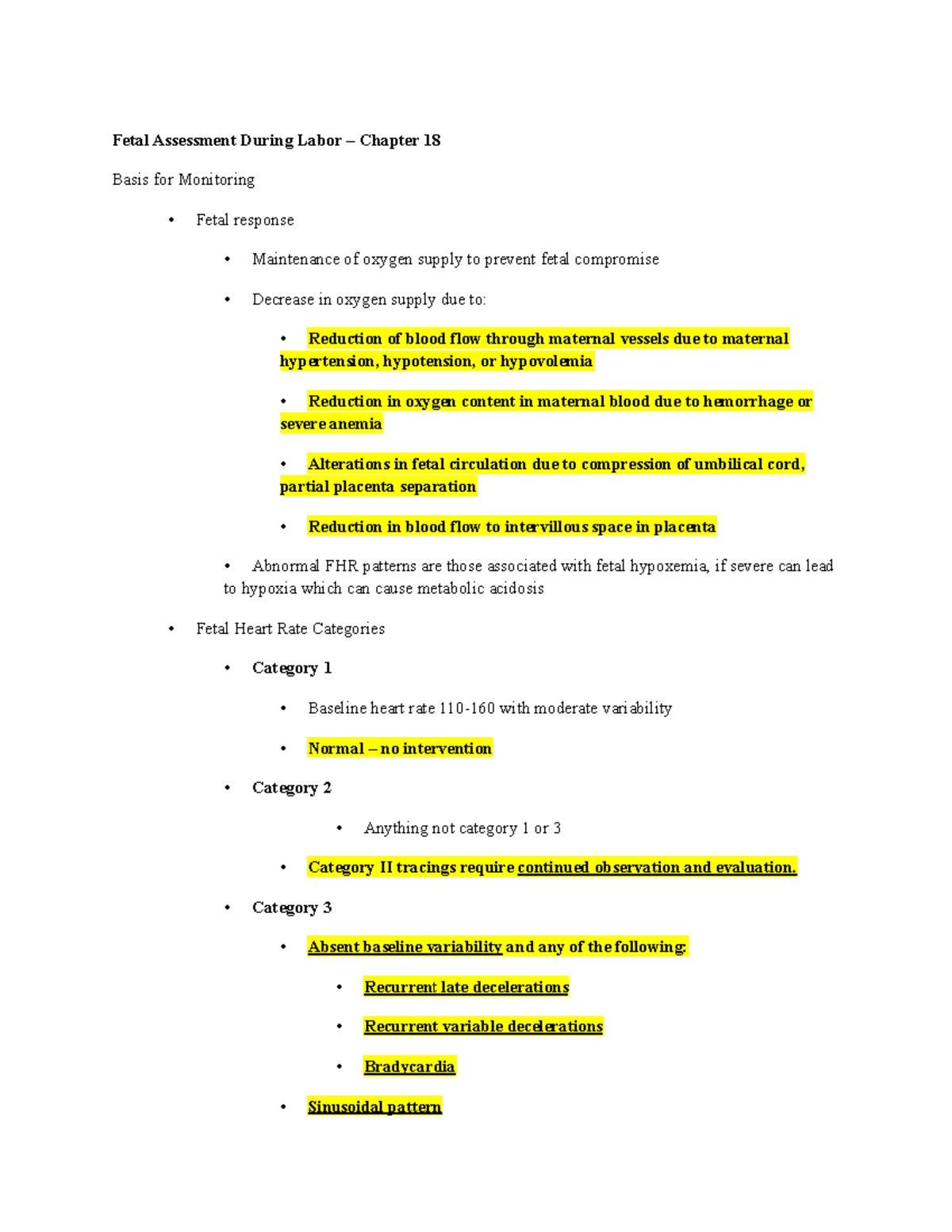 Fetal Assessment During Labor - Category 3 - Absent baseline ...