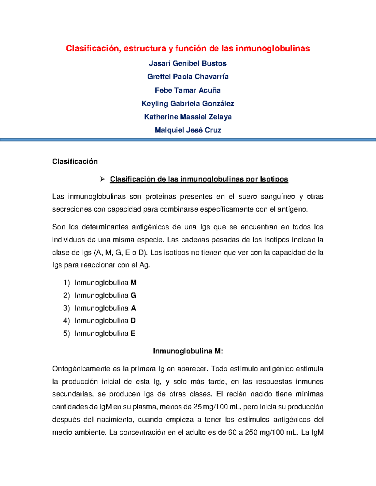 Inmung - Apuntes 1 - Clasificación, estructura y función de las ...