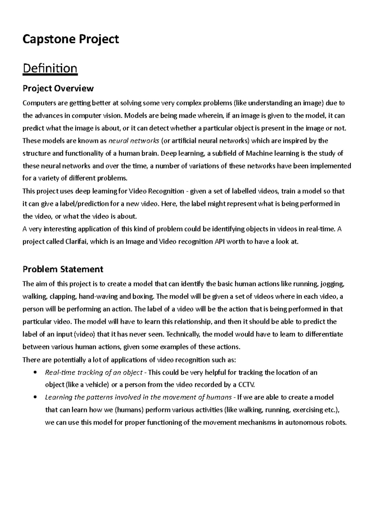 Project Report Capstone Project - Capstone Project Definition Project ...