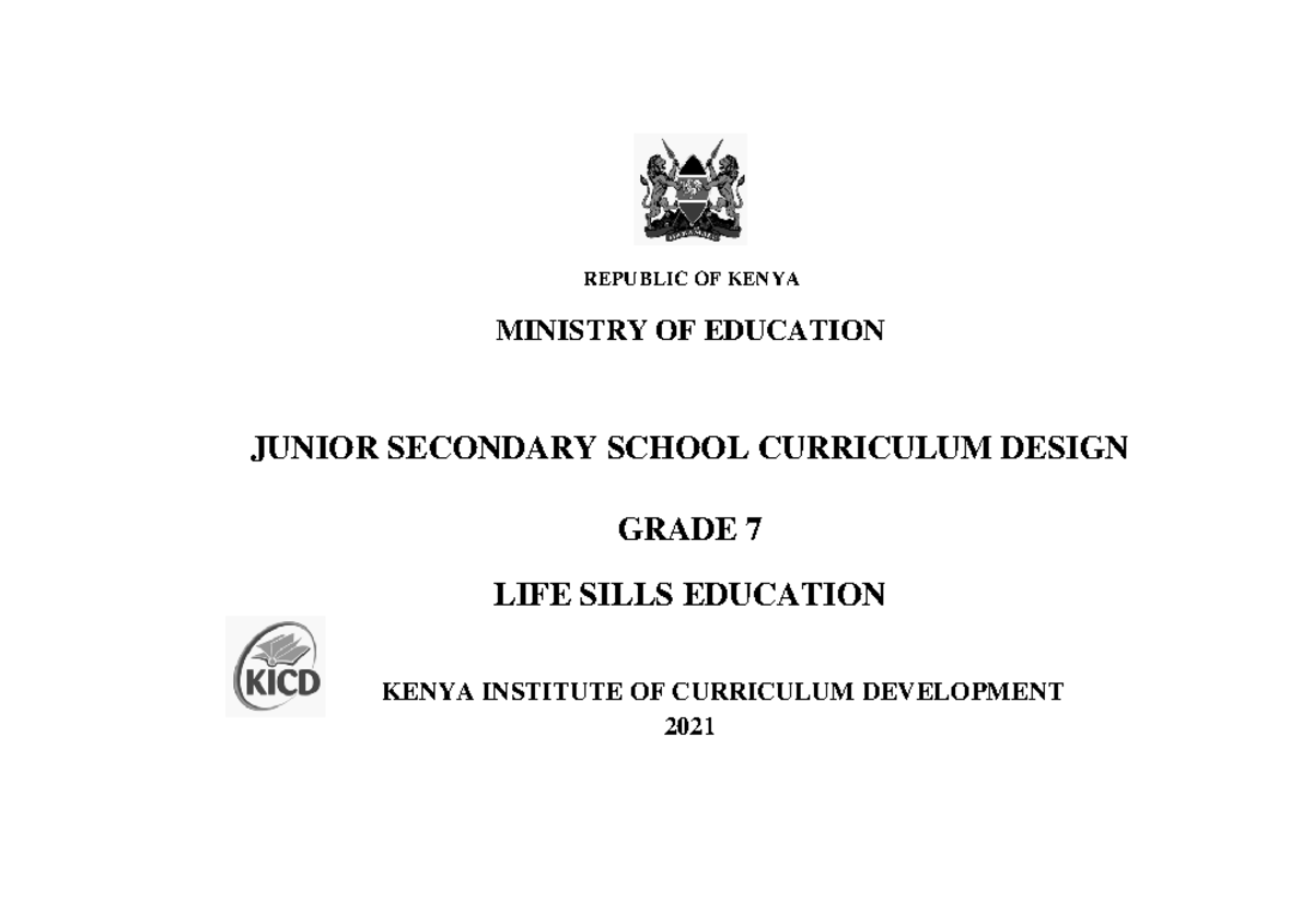 life skills competence based curriculum - REPUBLIC OF KENYA MINISTRY OF ...
