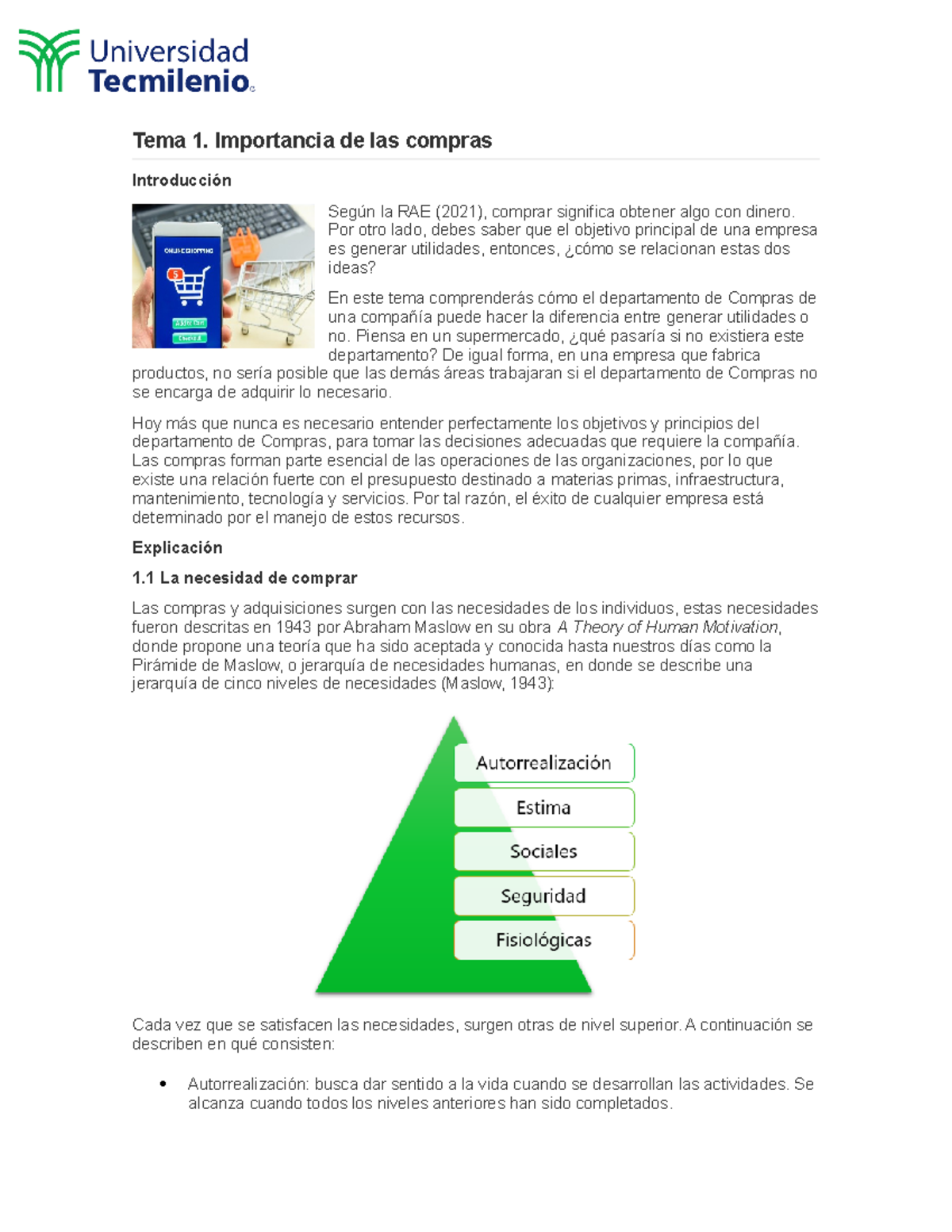 Temario Fundamentos y administración de compras - Tema 1. Importancia ...