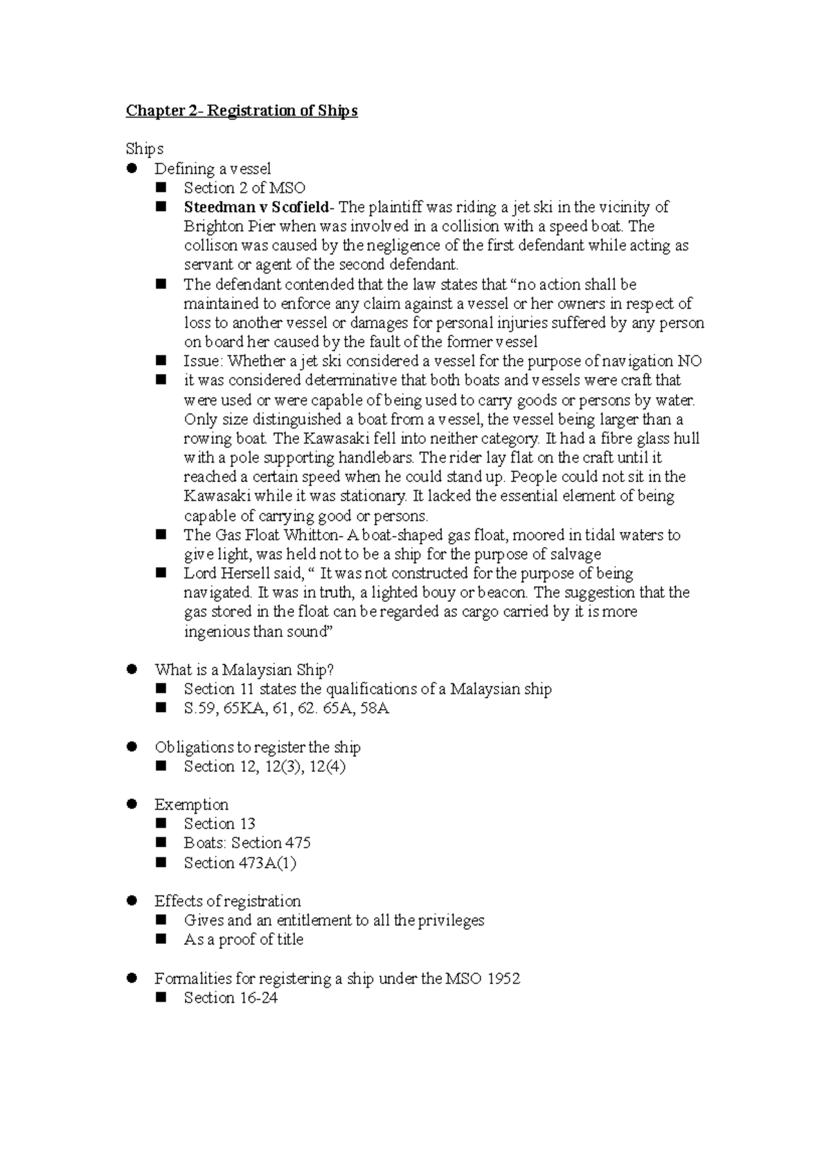 Registration of Ships - Notes - Chapter 2- Registration of Ships Ships ...