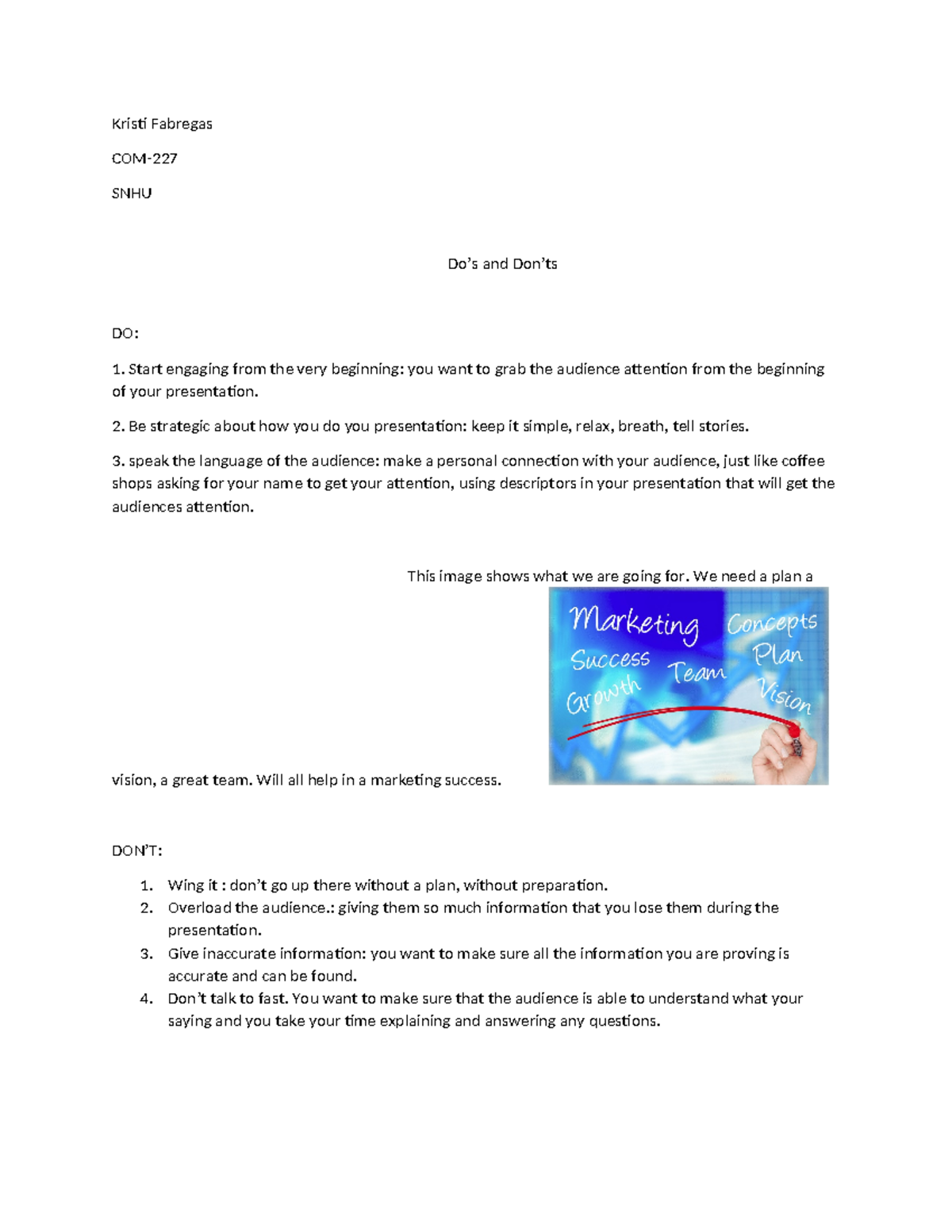 Kristi Fabregas do's and Don'ts - Kristi Fabregas COM- SNHU Do’s and ...