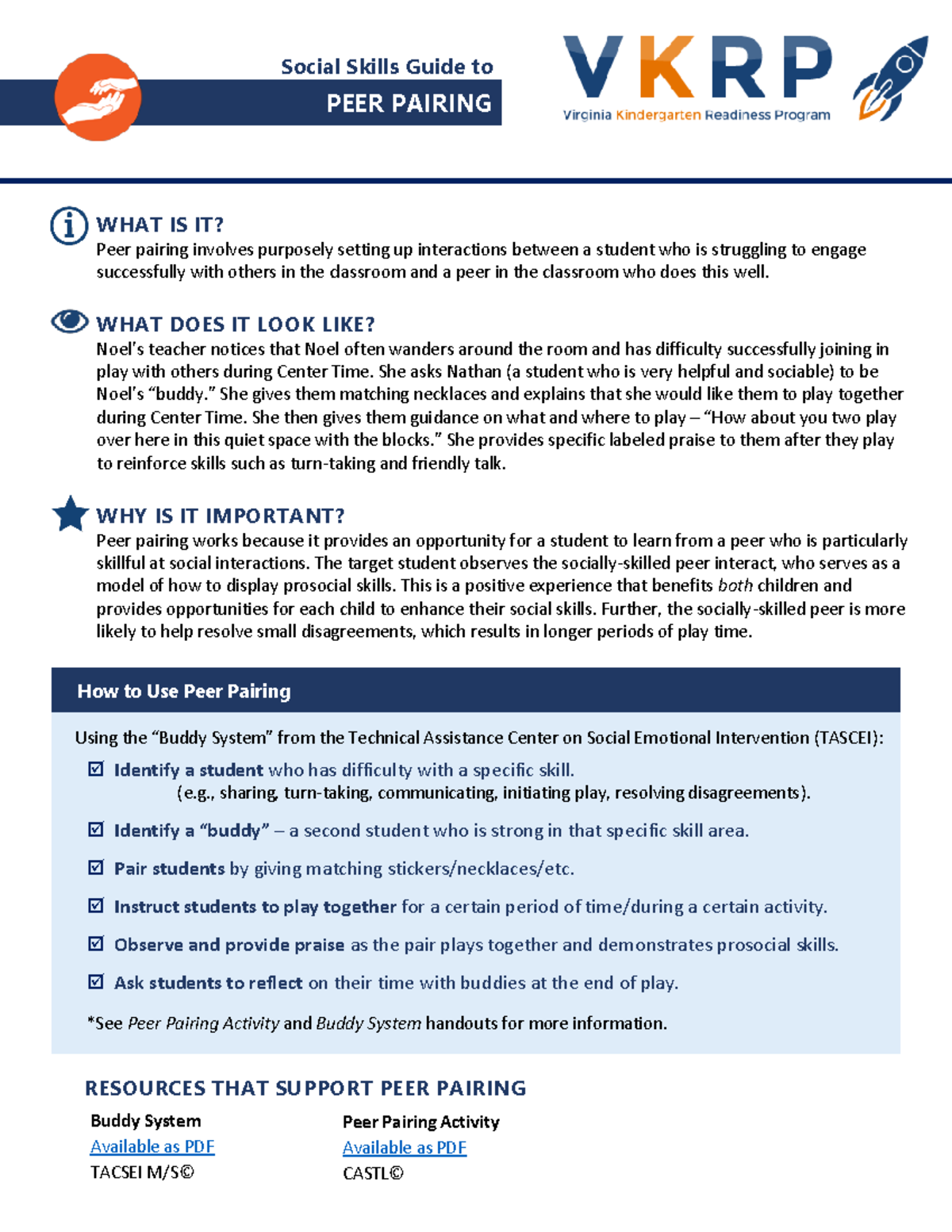 4. Peer Pairing SSGuide - Social Skills Guide to PEER PAIRING WHAT IS ...