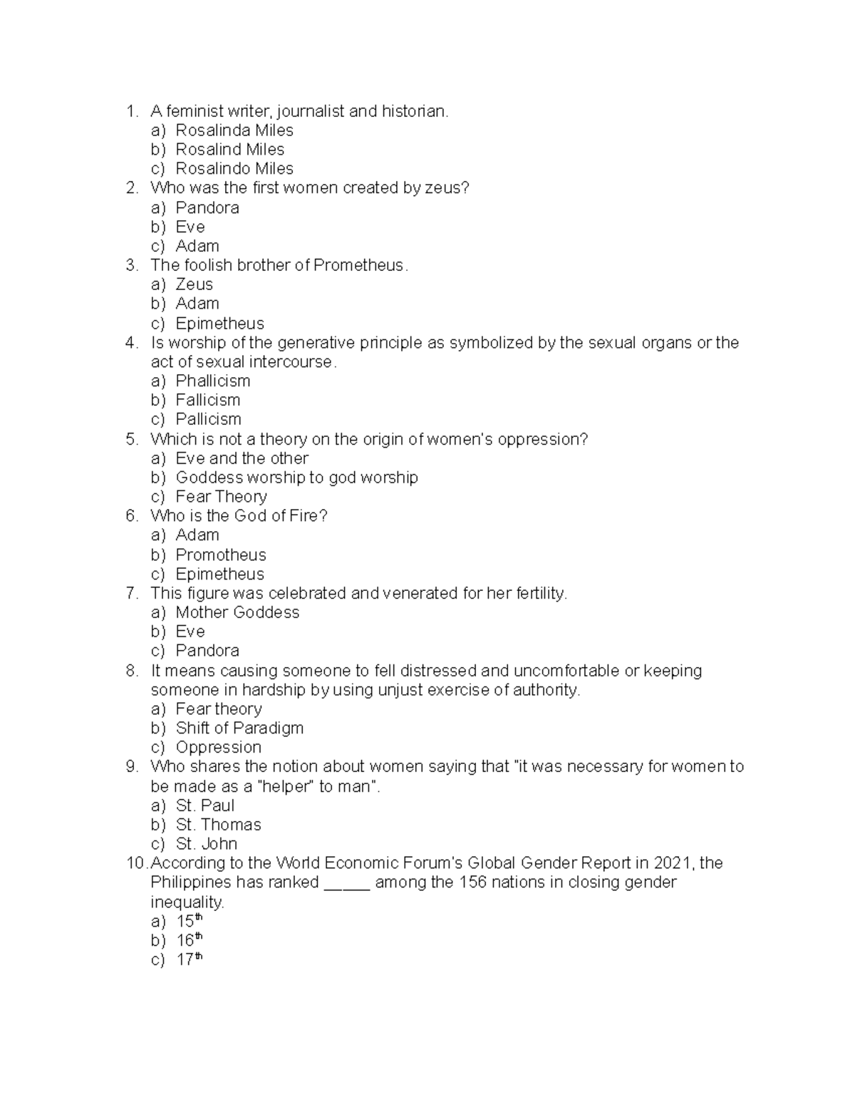 Theories on the origin of women’s oppression-questions - A feminist ...