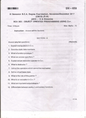 2019 QUESTION PAPER BCA 3RD SEM - Bachelor of computer applications ...