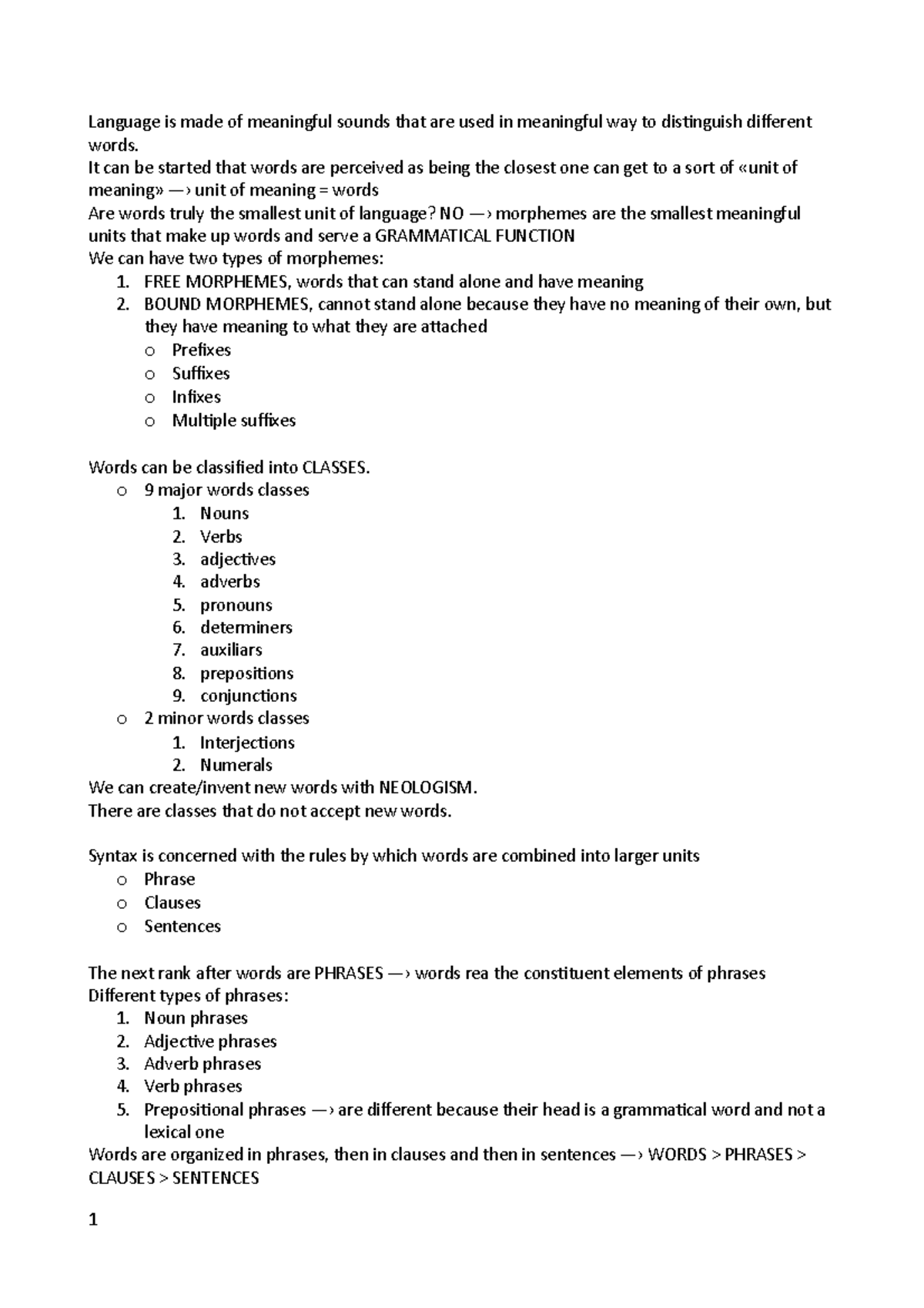 modulo 1 - lexis - Language is made of meaningful sounds that are used ...