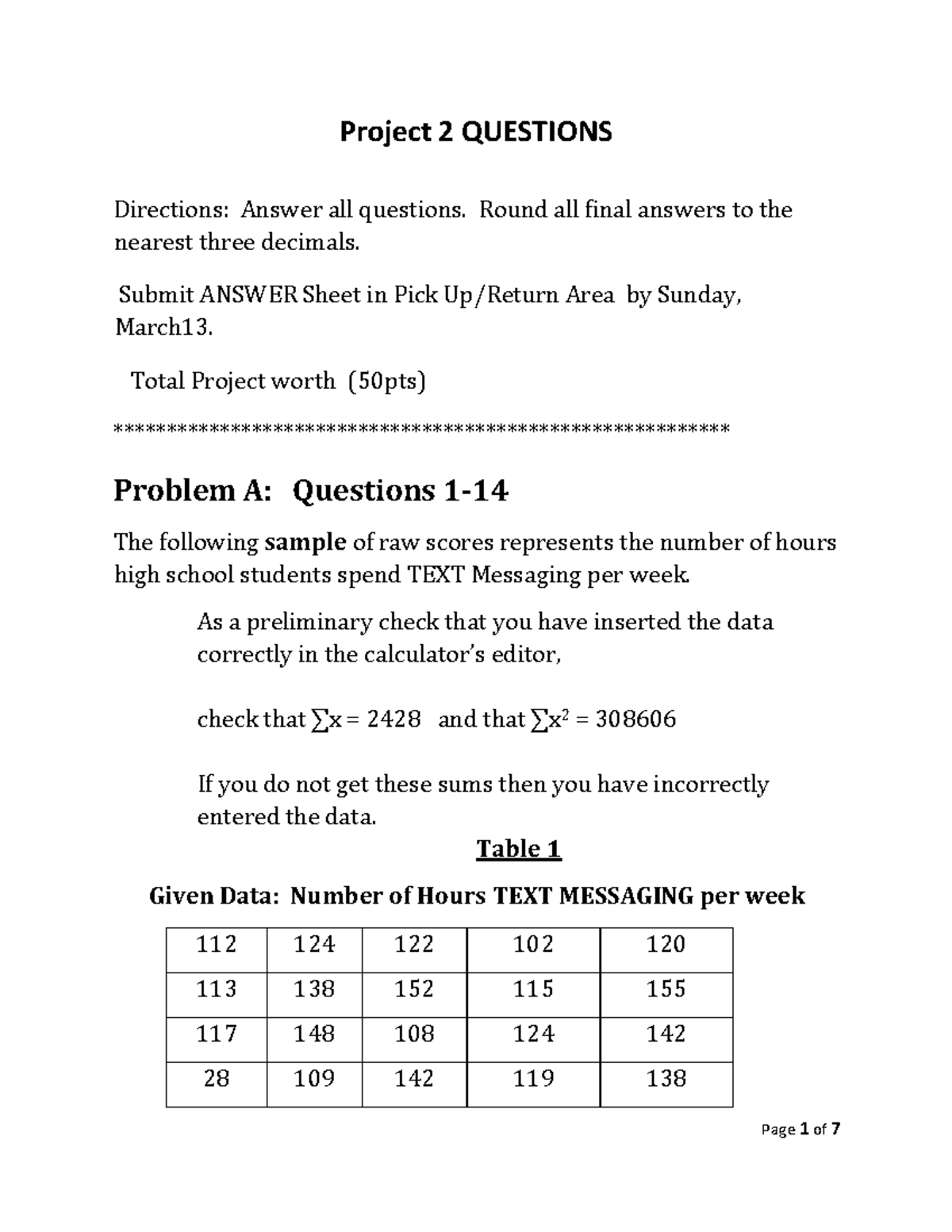 Project 2 Questions - Project 2 QUESTIONS Directions: Answer all ...