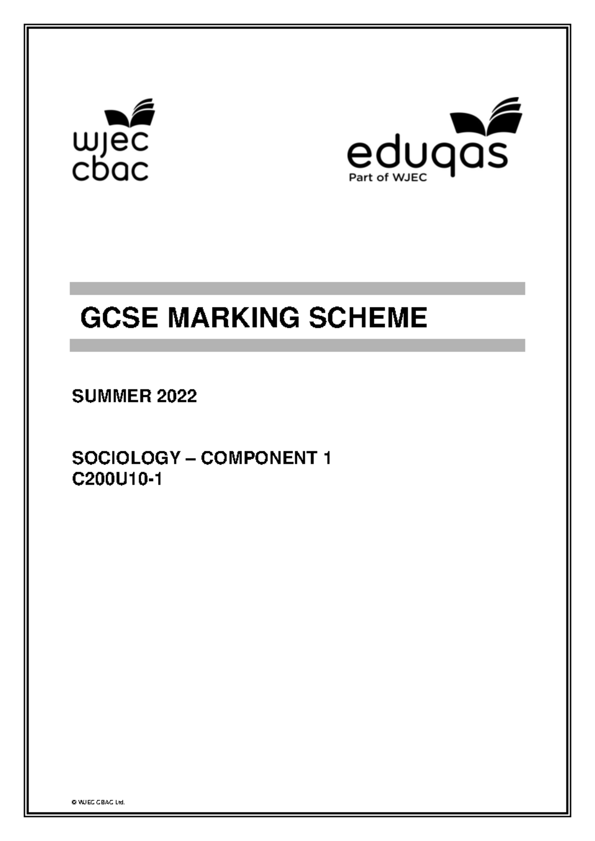 Mark scheme Paper 1 Summer - GCSE MARKING SCHEME SUMMER 2022 SOCIOLOGY ...