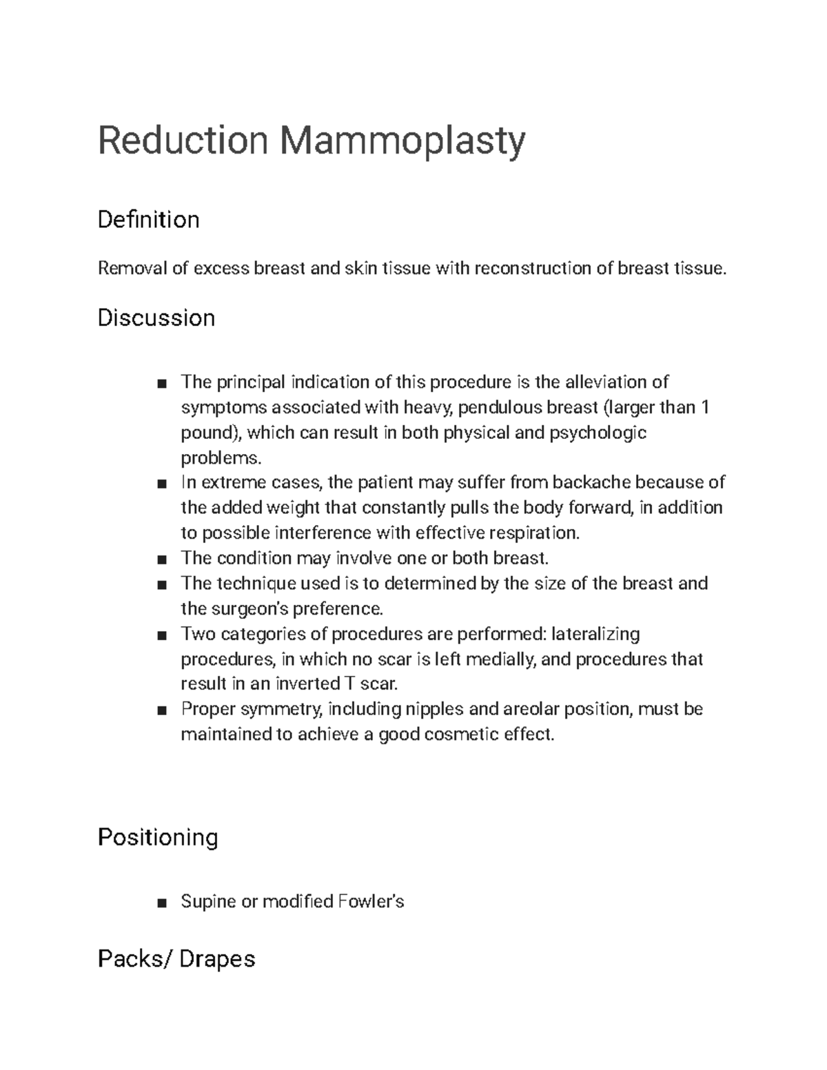 Reduction Mammoplasty - Reduction Mammoplasty Definition Removal of ...