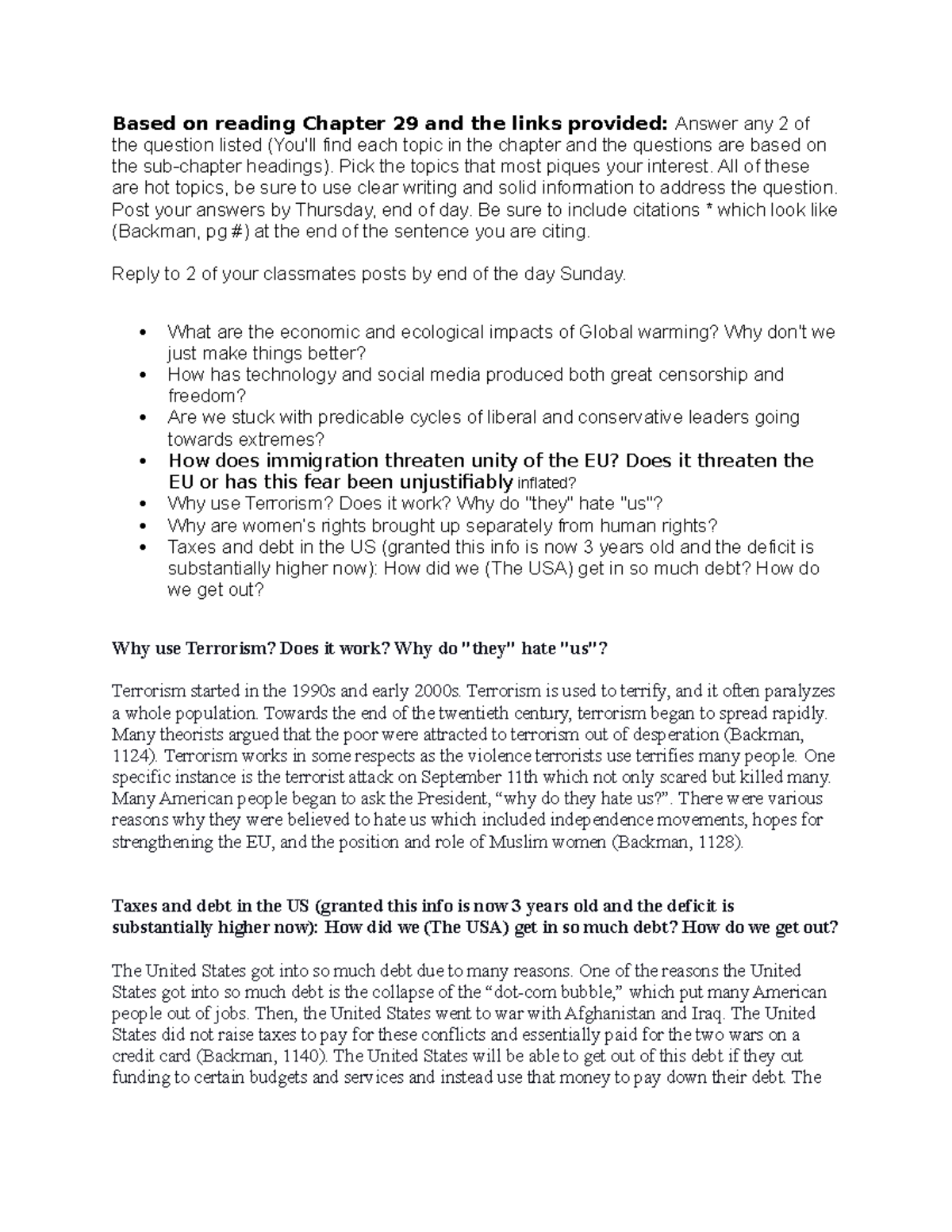 Chapter 29 Discussion - Based on reading Chapter 29 and the links ...