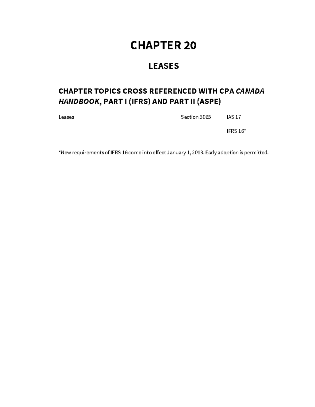 Outline - Chapter 20 - CHAPTER 20 LEASES CHAPTER TOPICS CROSS ...