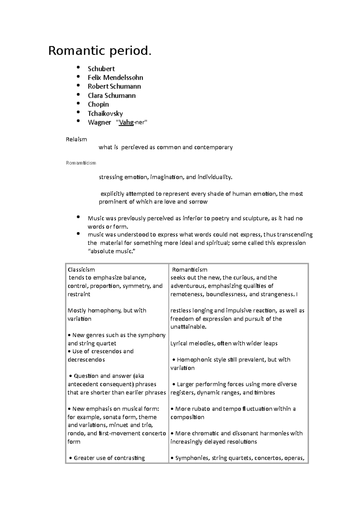 Romantic period - Schubert Felix Mendelssohn Robert Schumann Clara ...