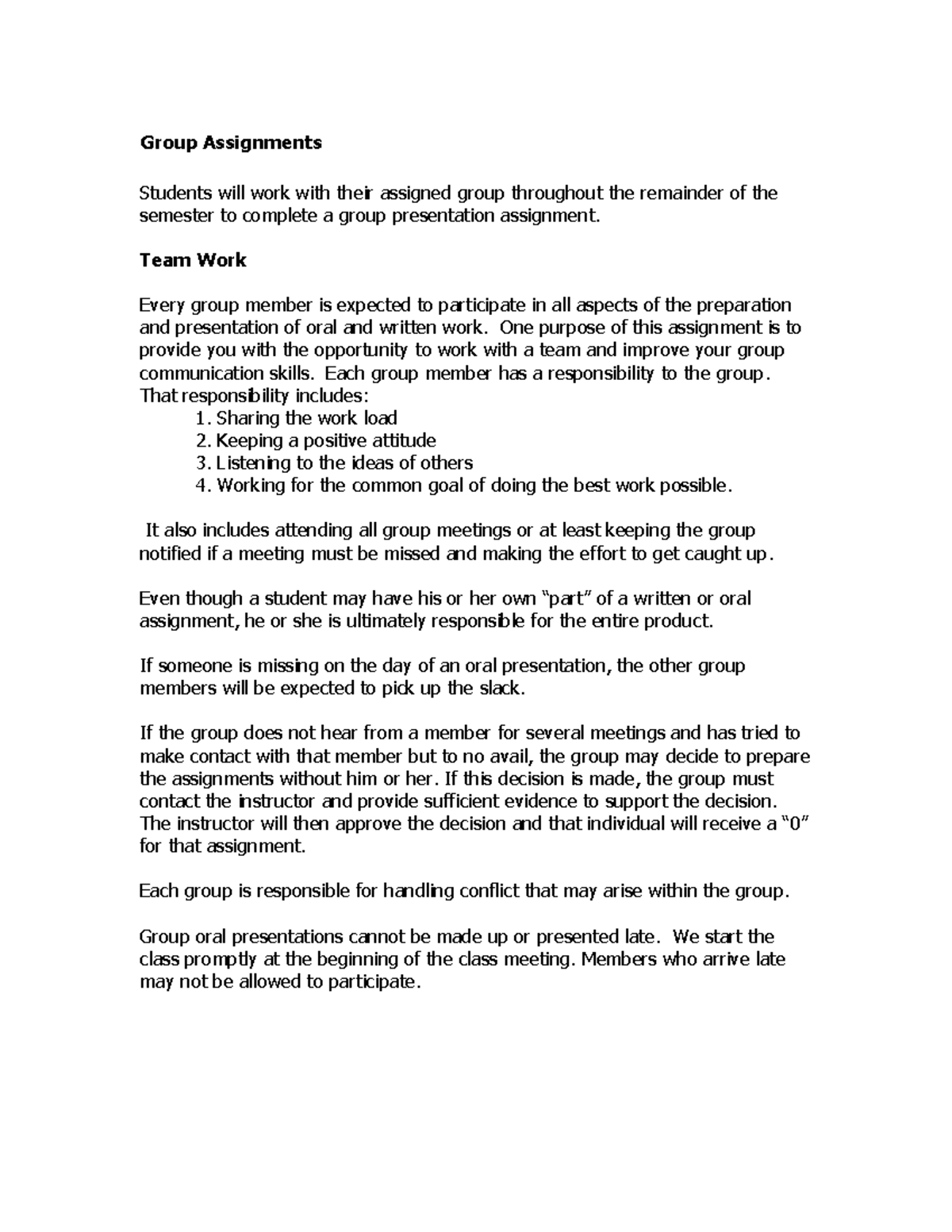 SPC 200 Group Assignments Initial Meeting Contract and Tasks - Group ...