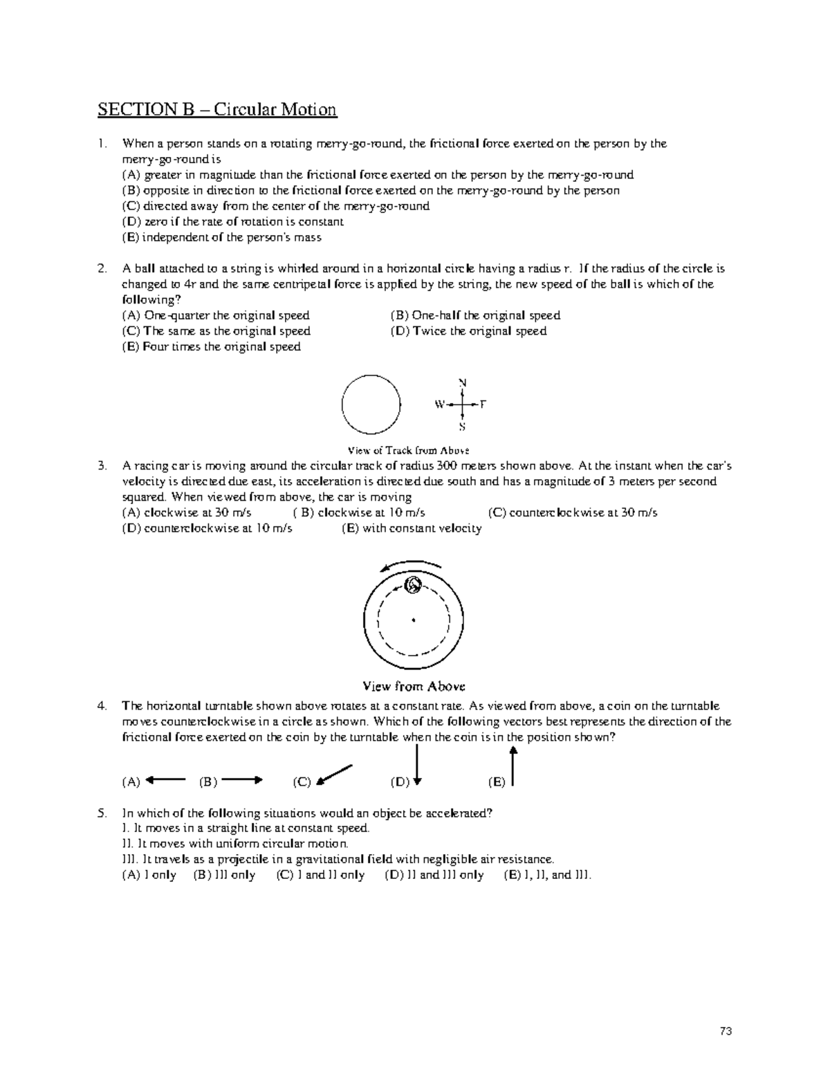 2a circular mc - SECTION B – Circular Motion When a person stands on a ...